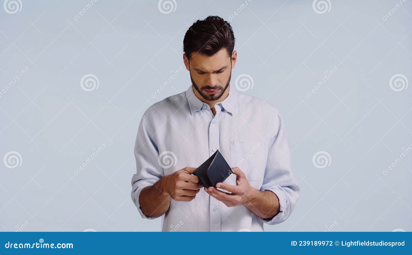 Sad Man Looking at Empty Wallet Stock Photo - Image of upset, young ...