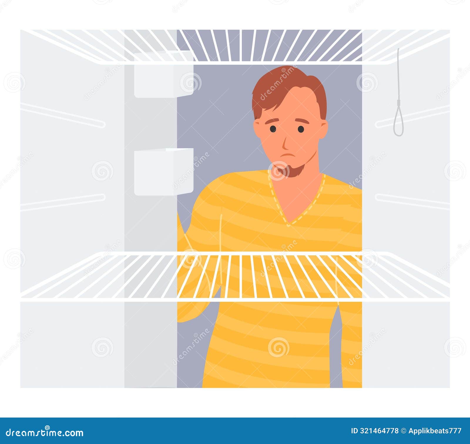 Sad Man Looking Inside Empty Refrigerator Vector Stock Vector ...