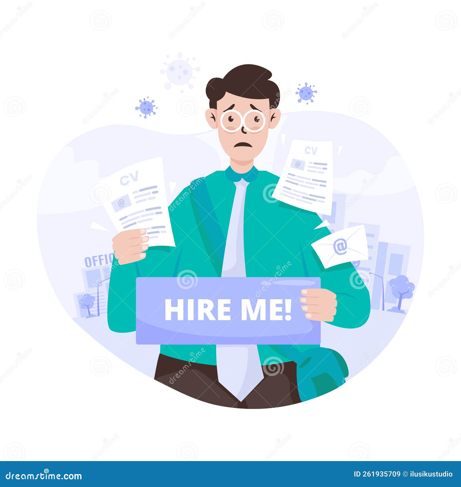 Flat Design a Sad Man Looking for a Job Stock Vector - Illustration of ...