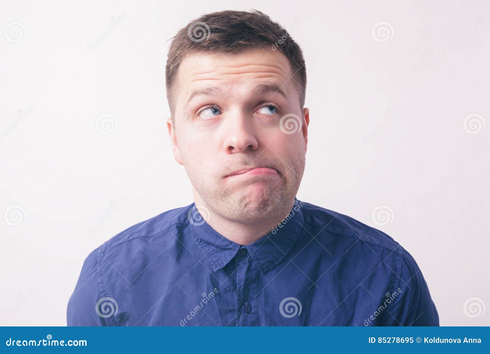 Sad Man Looks Aside with Doubt Stock Image - Image of model, male: 85278695