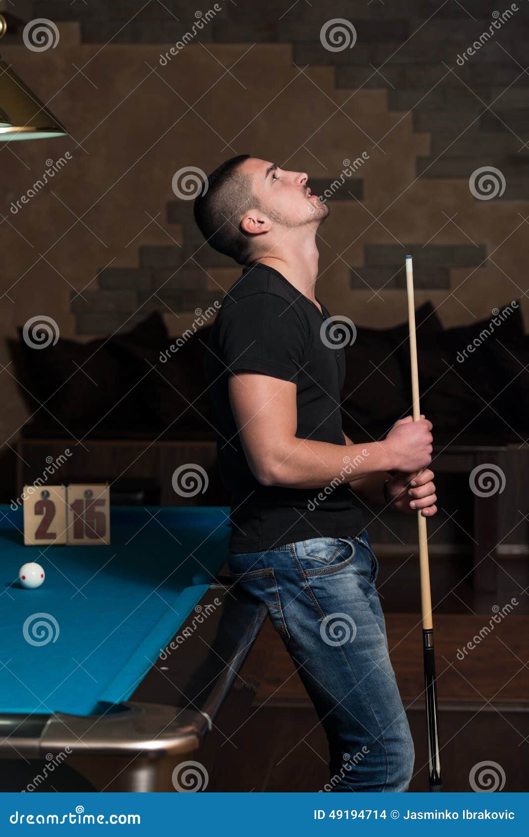 Sad Man Lost His Billiard Game Stock Photo - Image of game, hall: 49194714