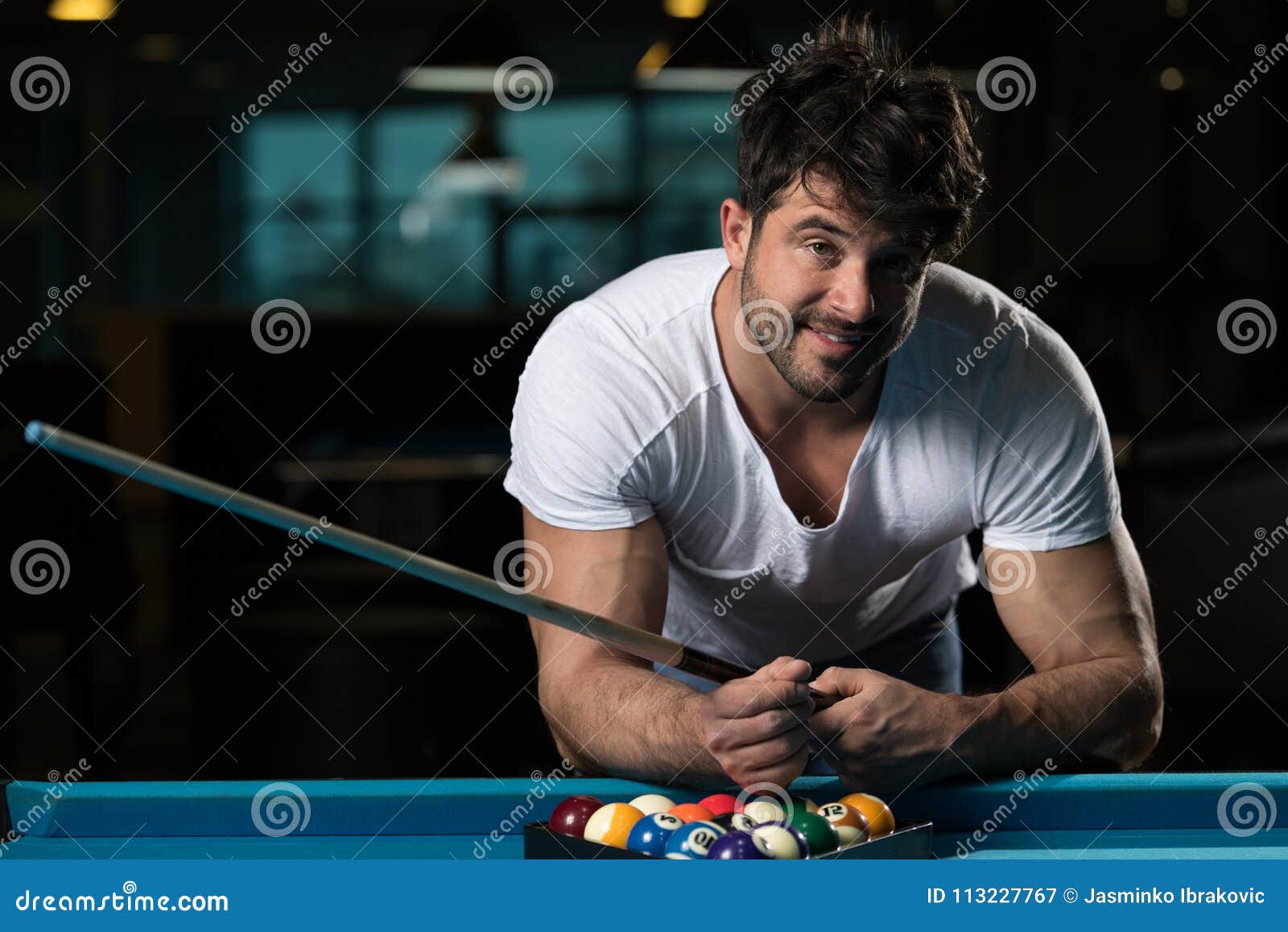Sad Man Lost His Pool Game stock image. Image of portrait - 113227767