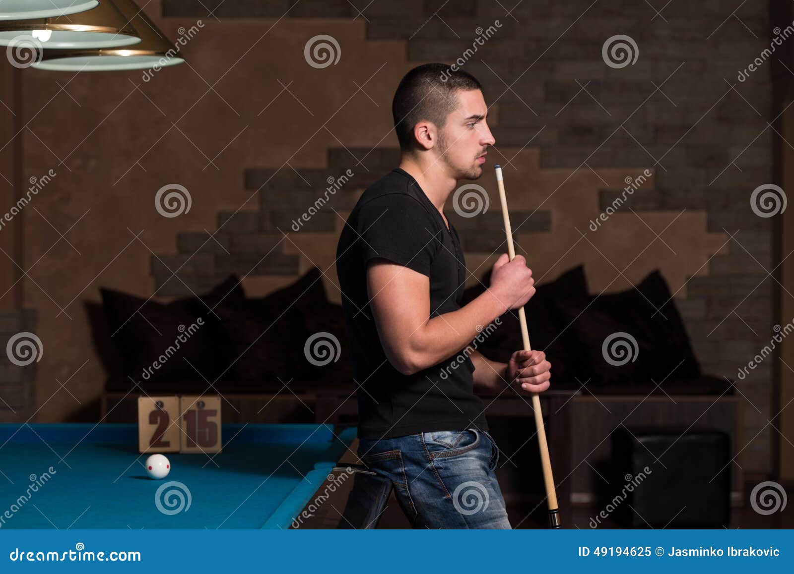 Sad Man Lost His Pool Game stock image. Image of hall - 49194625