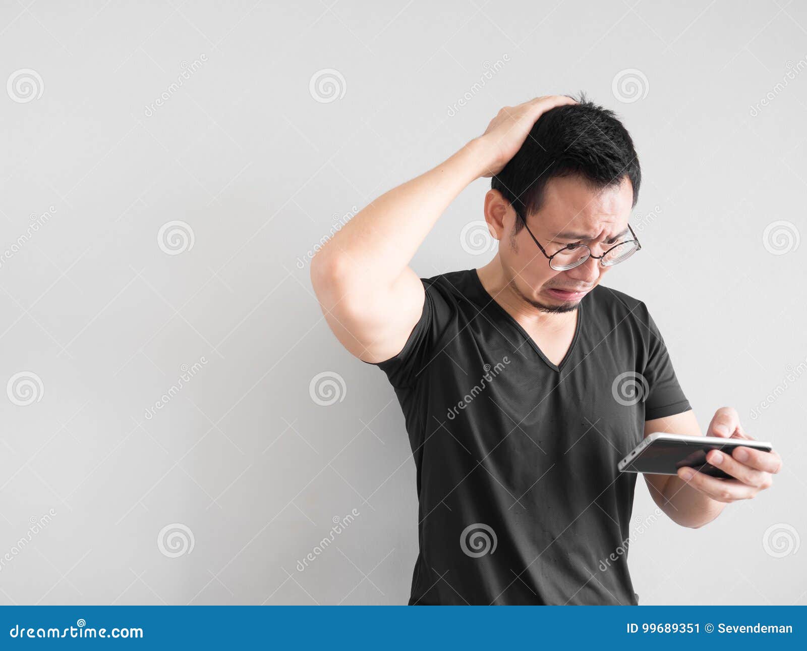 Sad Man Lost the Mobile Game. Stock Image - Image of issues, movie ...
