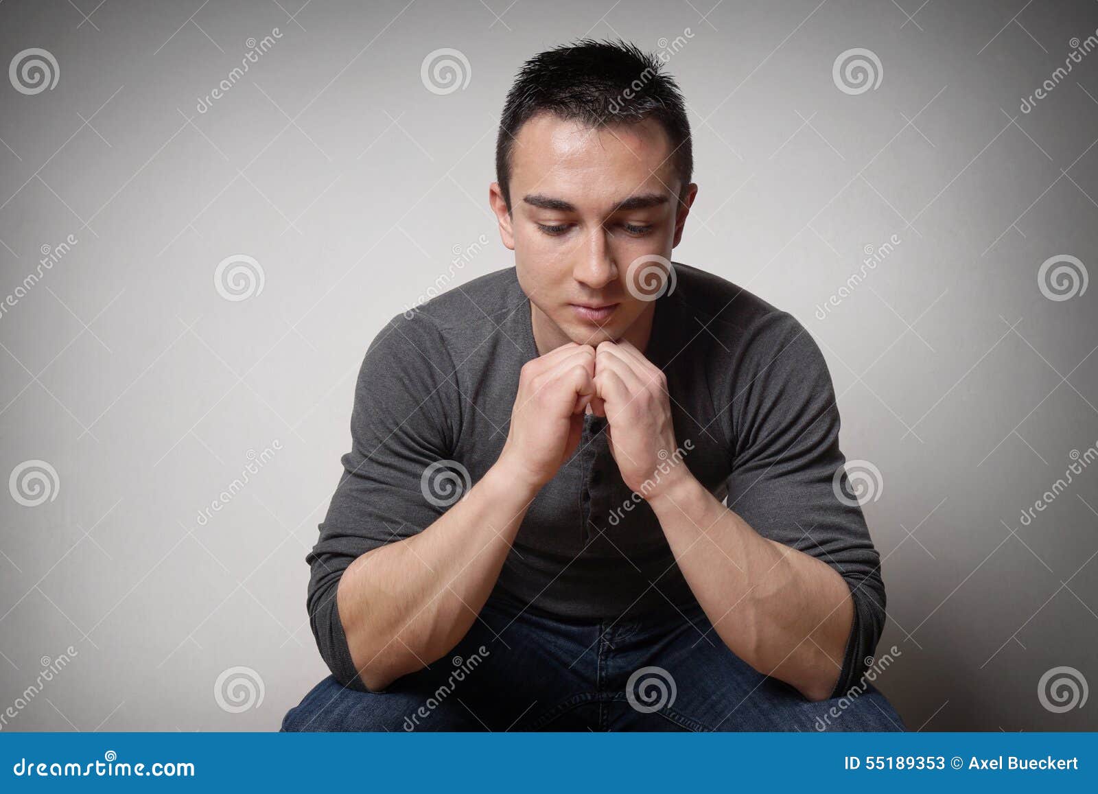 Sad man lost in thought stock image. Image of hopelessness - 55189353