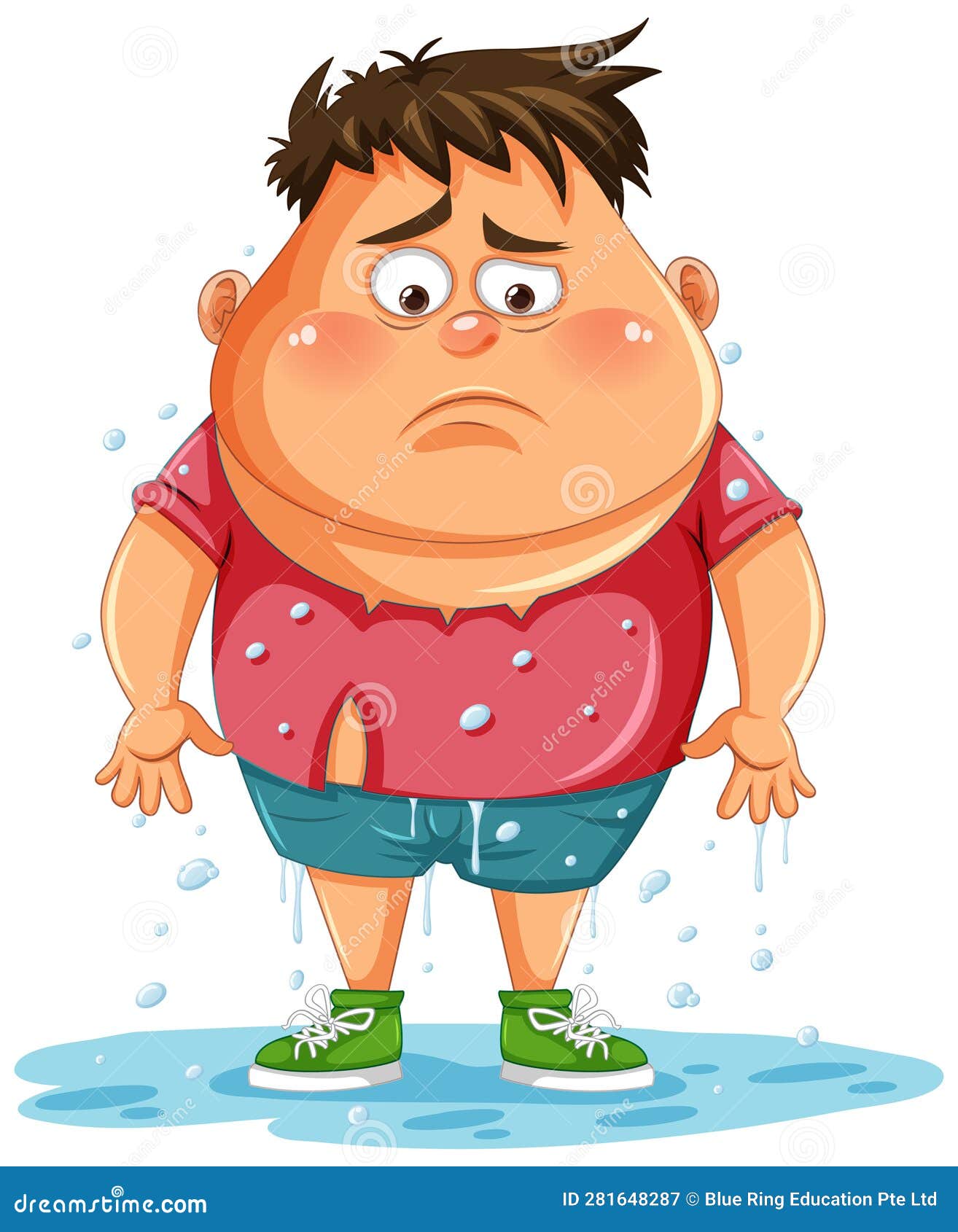 Sad Man Messing Up with Wet Water Stock Vector - Illustration of ...
