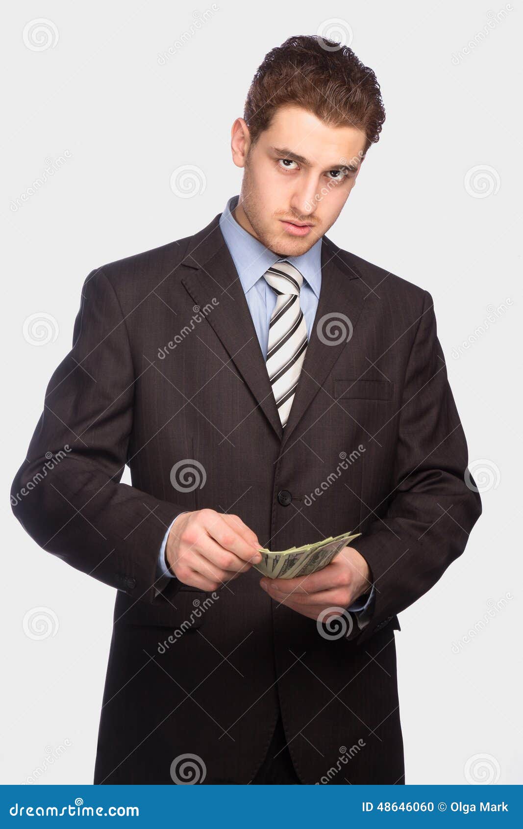 Sad man with money stock photo. Image of looking, breakdown - 48646060