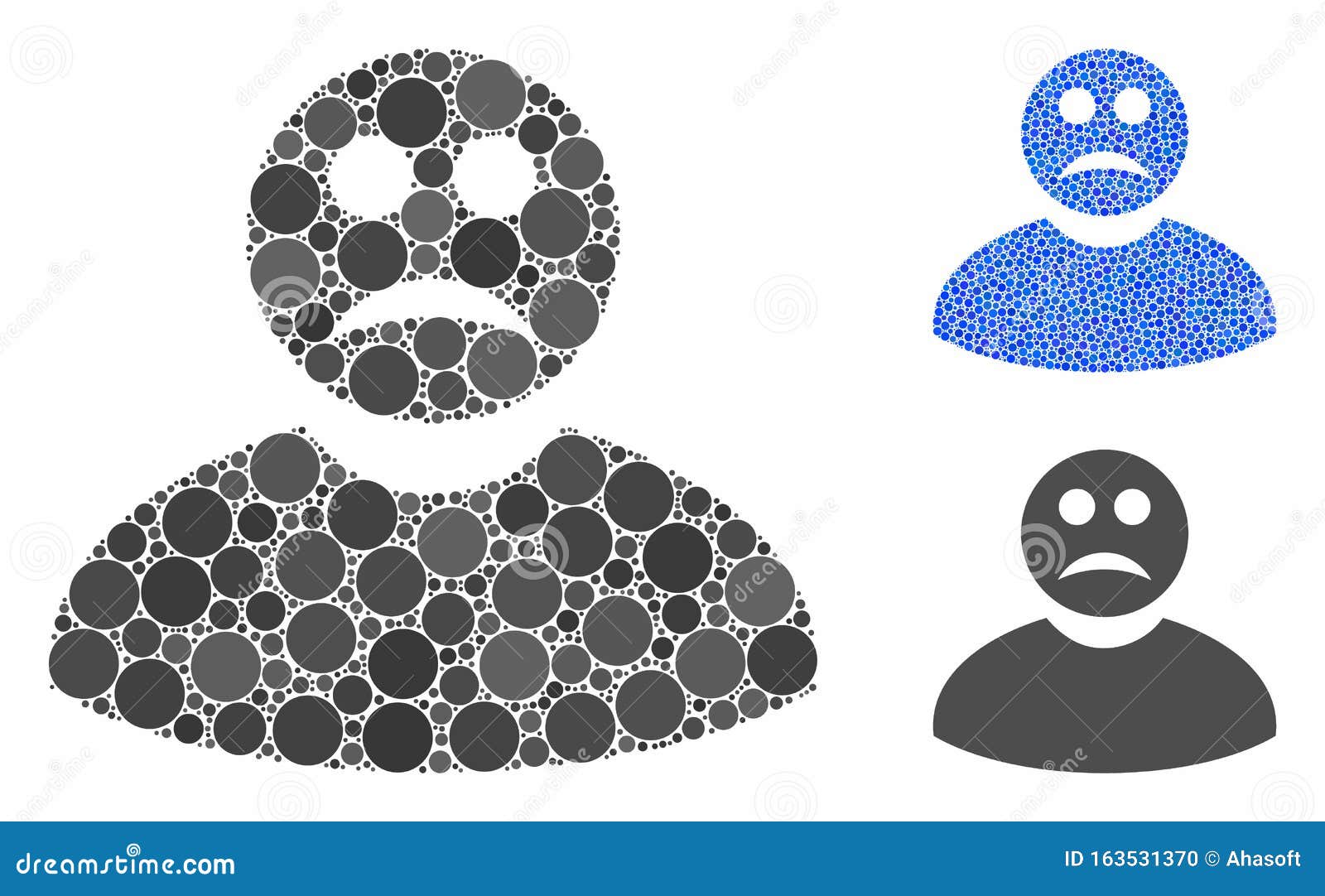 Sad Man Mosaic Icon of Circles Stock Illustration - Illustration of ...