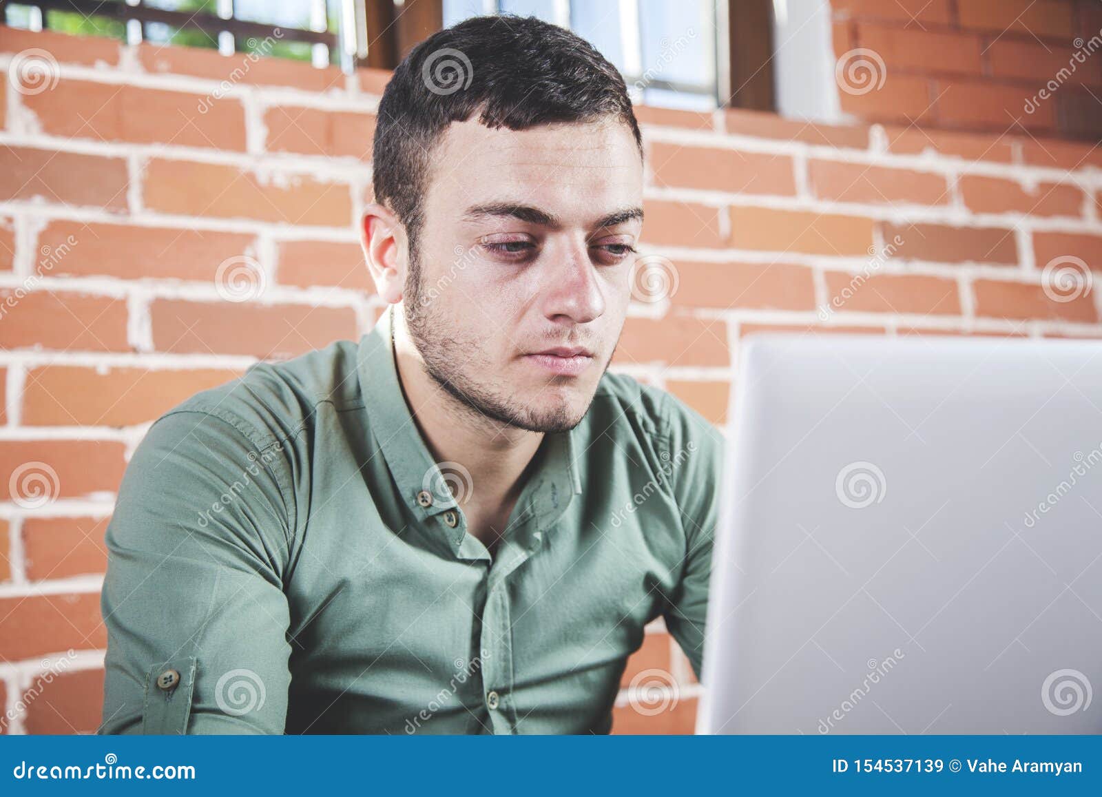 Sad man notebook stock image. Image of laptop, professional - 154537139