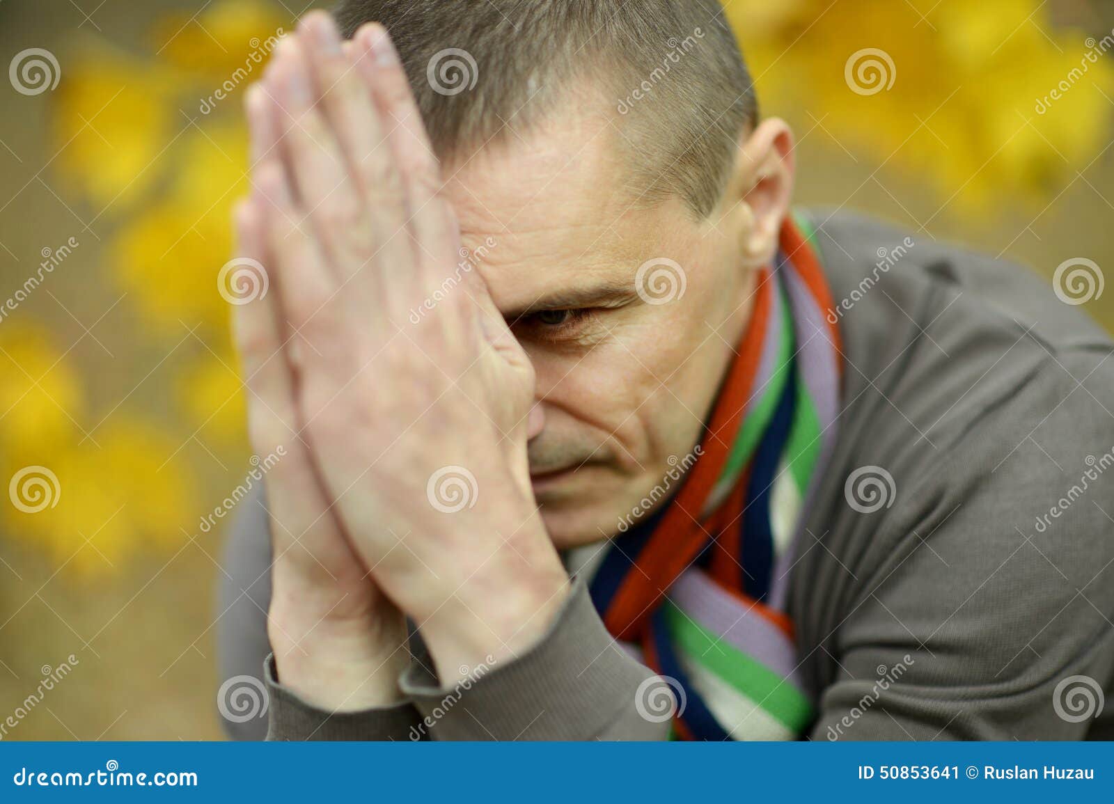 Sad man out for a walk stock image. Image of male, portrait - 50853641