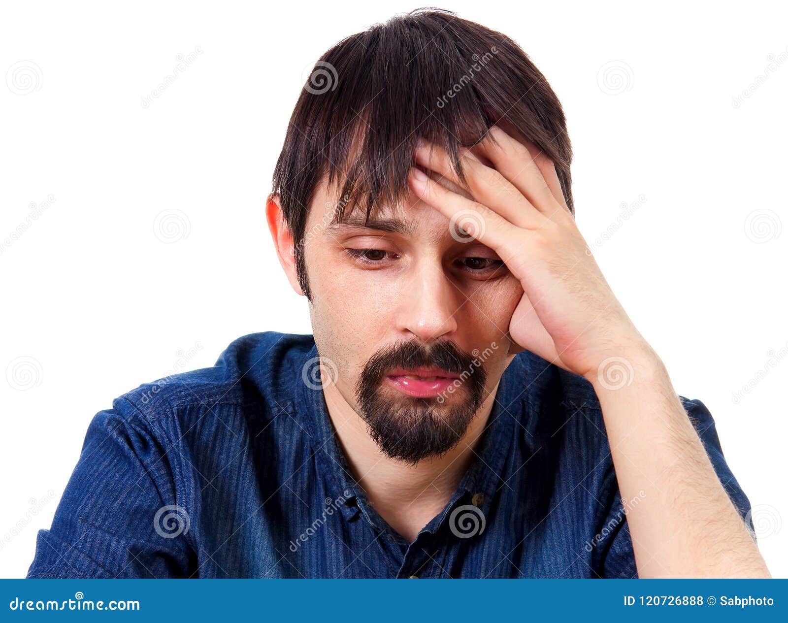 Sad Young Man stock photo. Image of heartbroken, moustache - 120726888