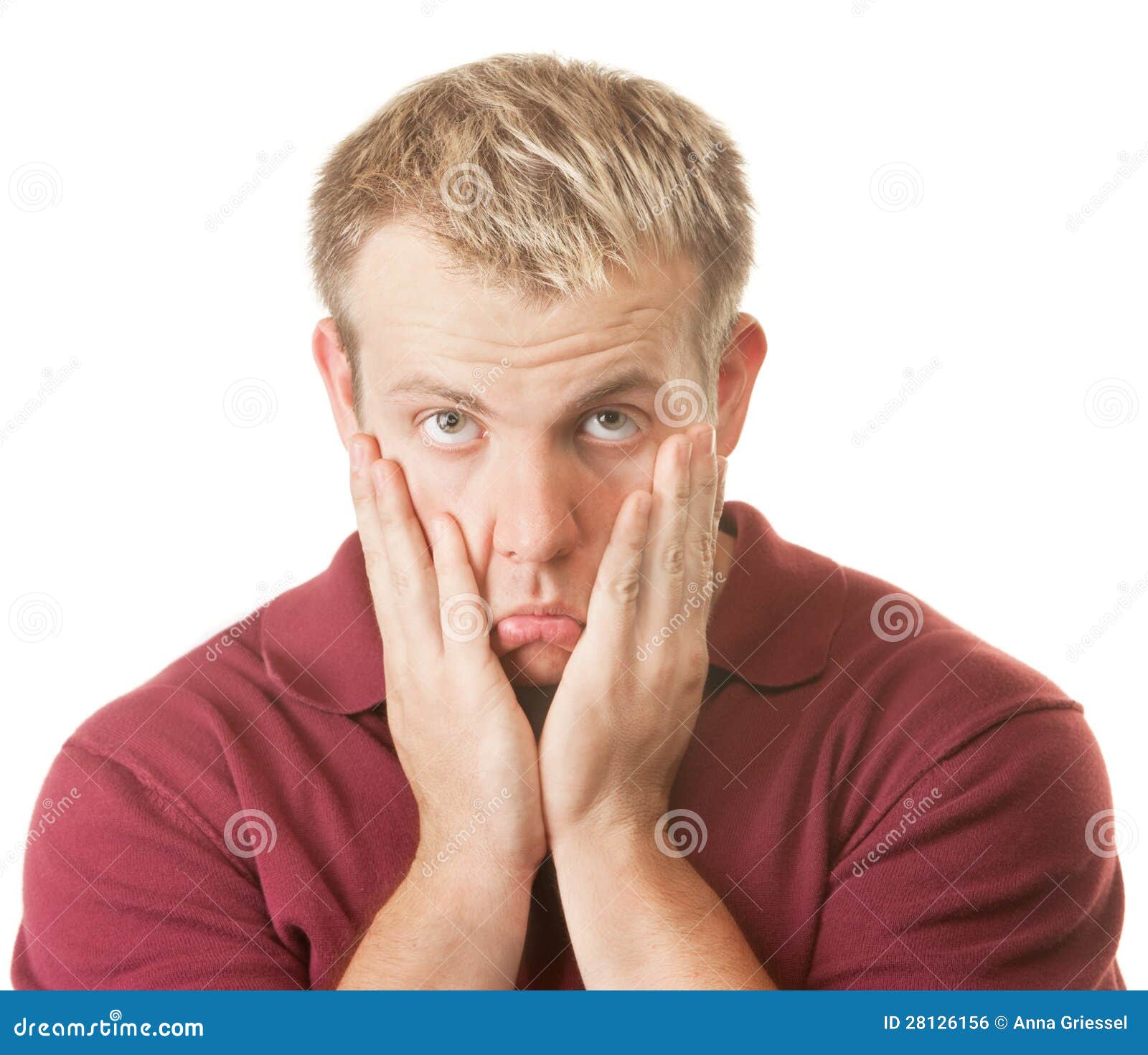 Sad Man Pulling on Face stock photo. Image of depression - 28126156