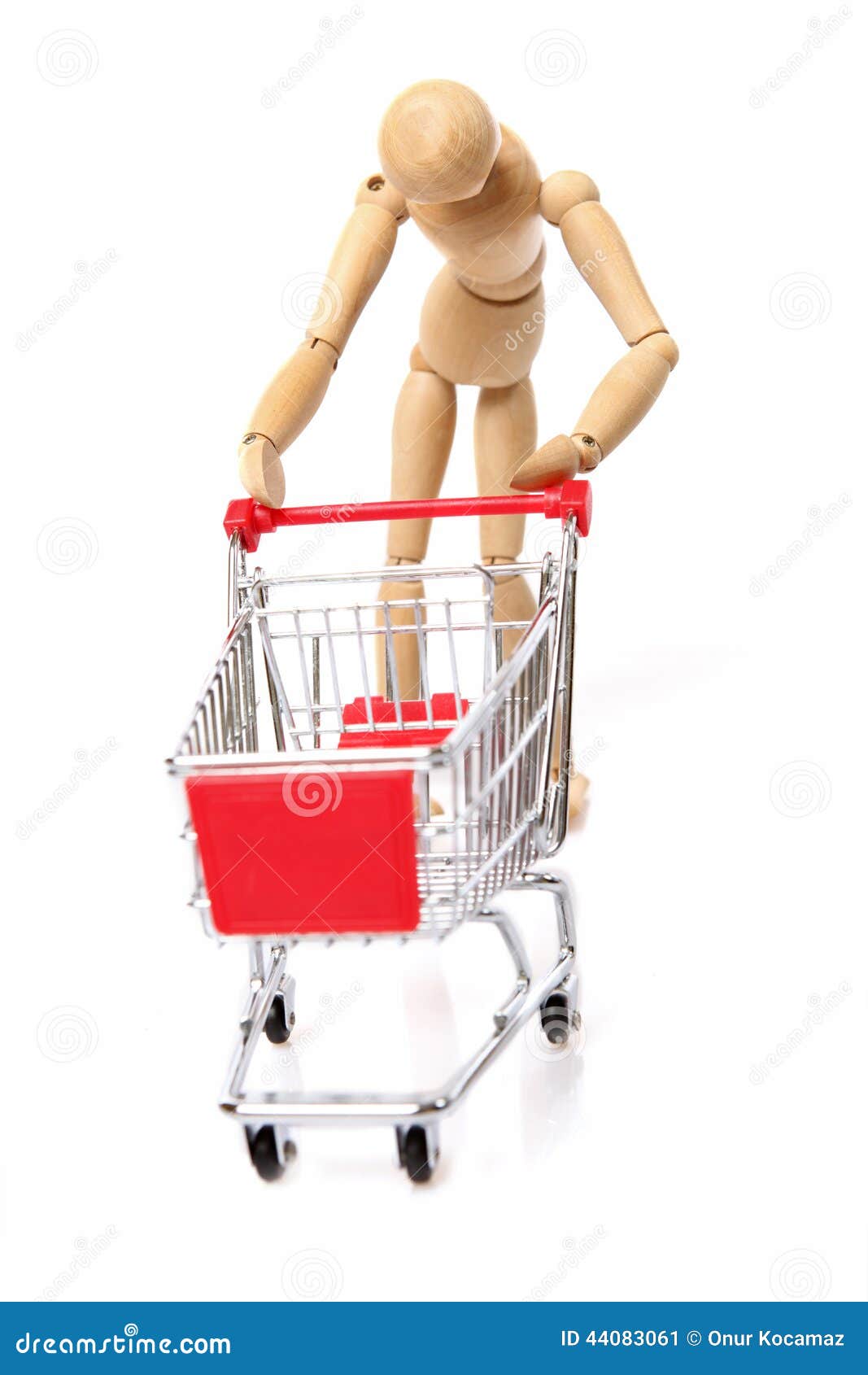 Sad Man Pushing a Empty Shopping Cart Stock Image - Image of doll, home ...