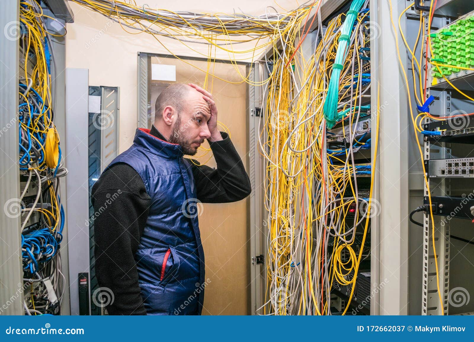 A Sad Man Put His Hand To His Face at the Sight of Problems with Laying ...