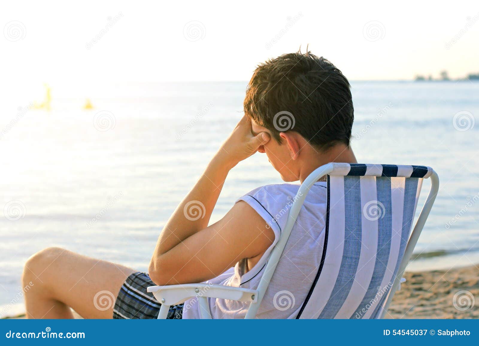 Sad Man at Seaside stock image. Image of stress, outdoor - 54545037
