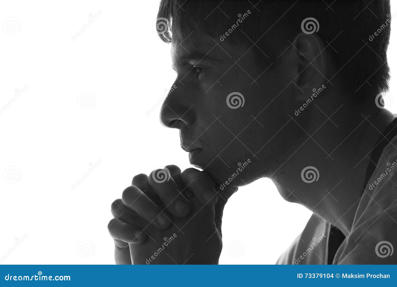 Sad Man Silhouette on a White Background Stock Photo - Image of eyes ...