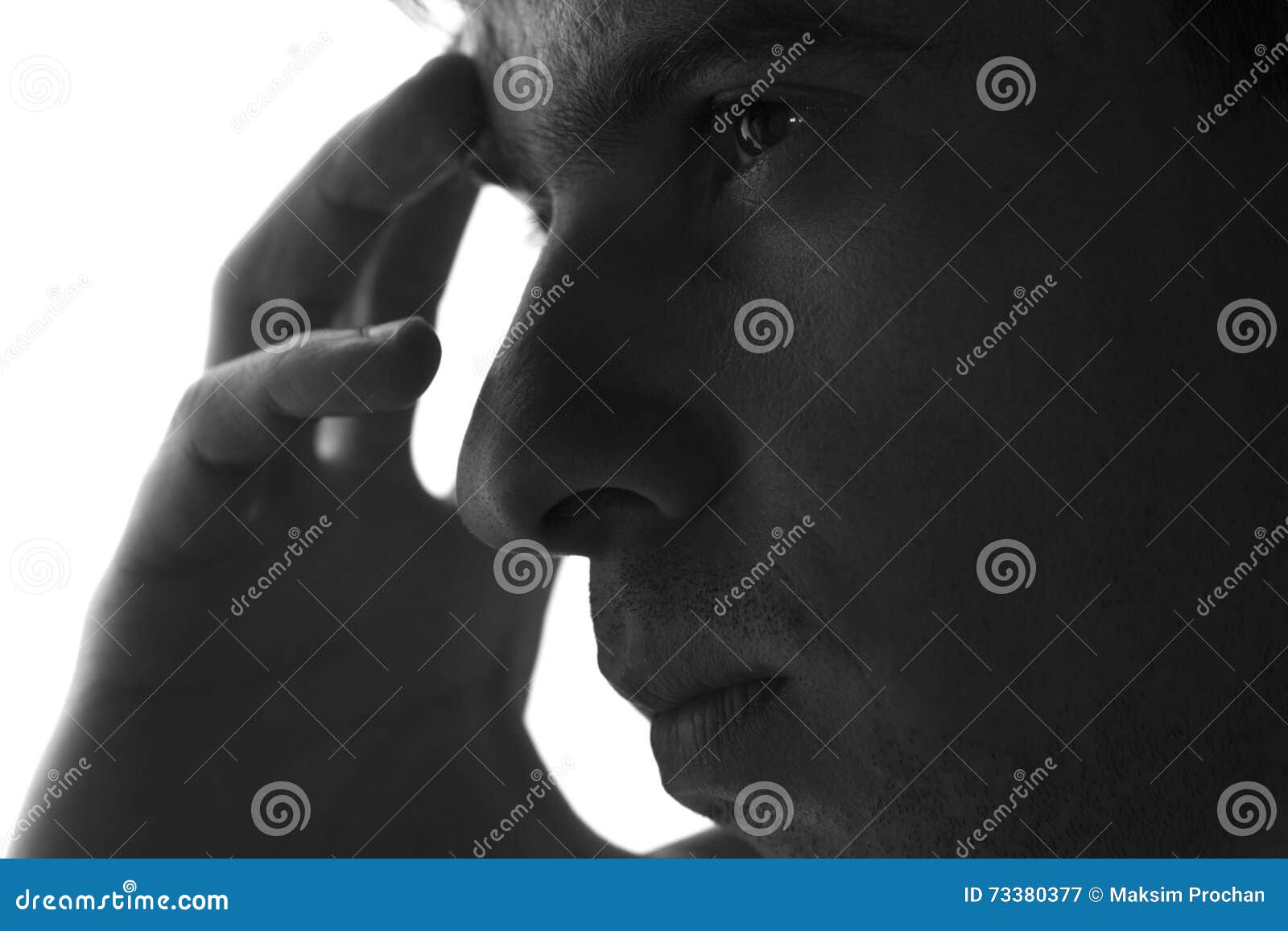 Sad Man Silhouette on a White Background Stock Image - Image of people ...