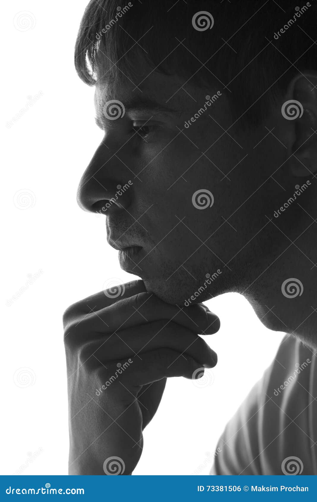 Sad Man Silhouette on a White Background Stock Photo - Image of black ...
