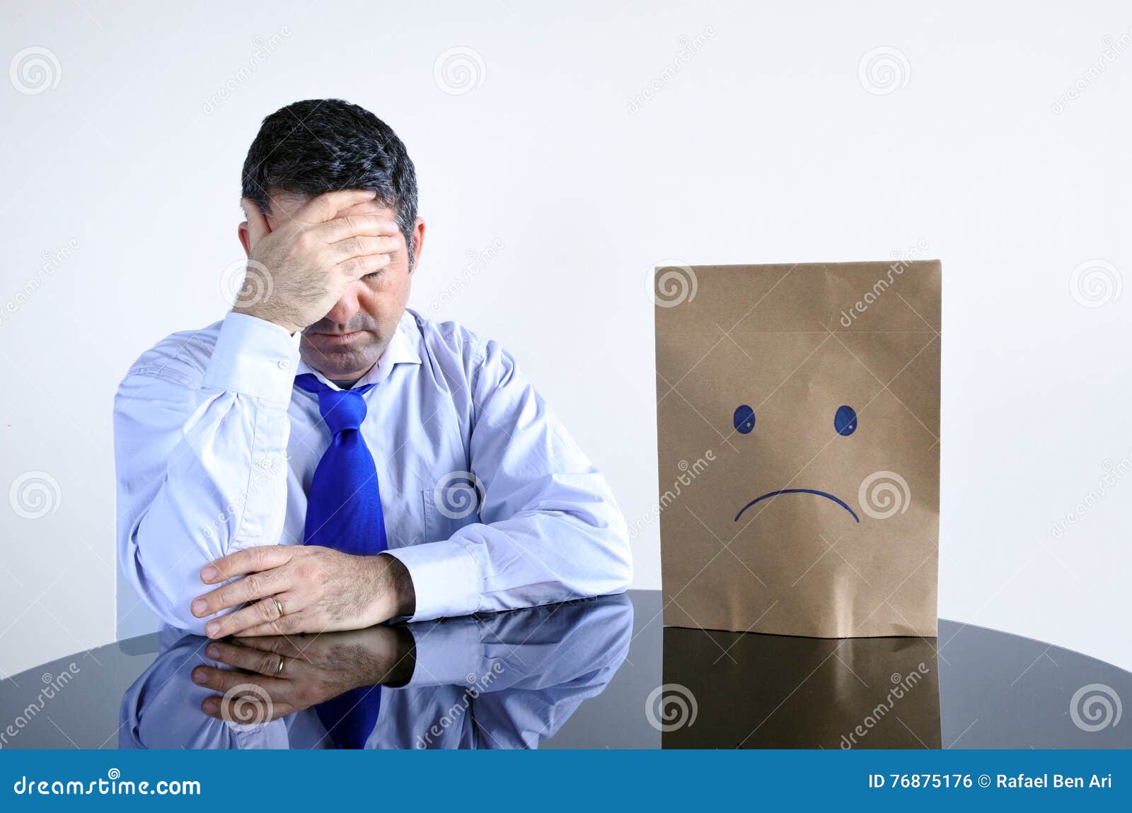 Sad Man Sit at the Table Alone Stock Photo - Image of depressed, crisis ...