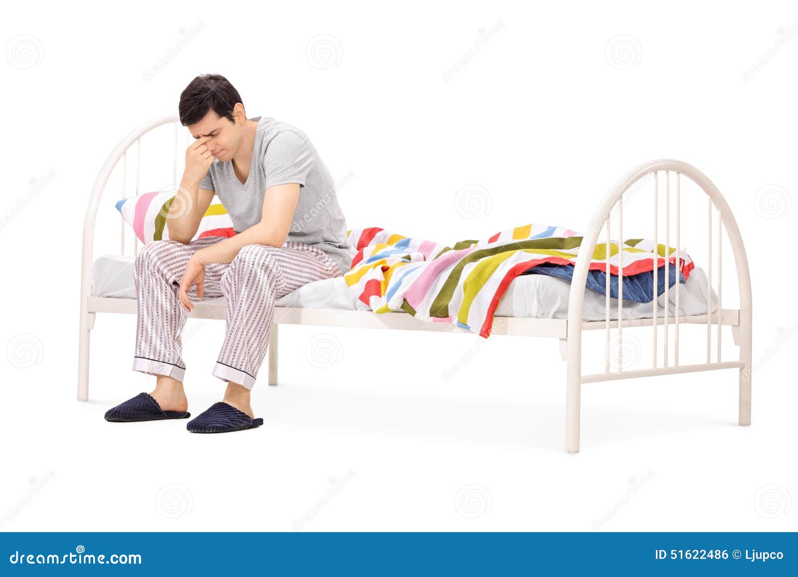 Sad Man Sitting Bed Contemplating Photos - Free & Royalty-Free Stock ...