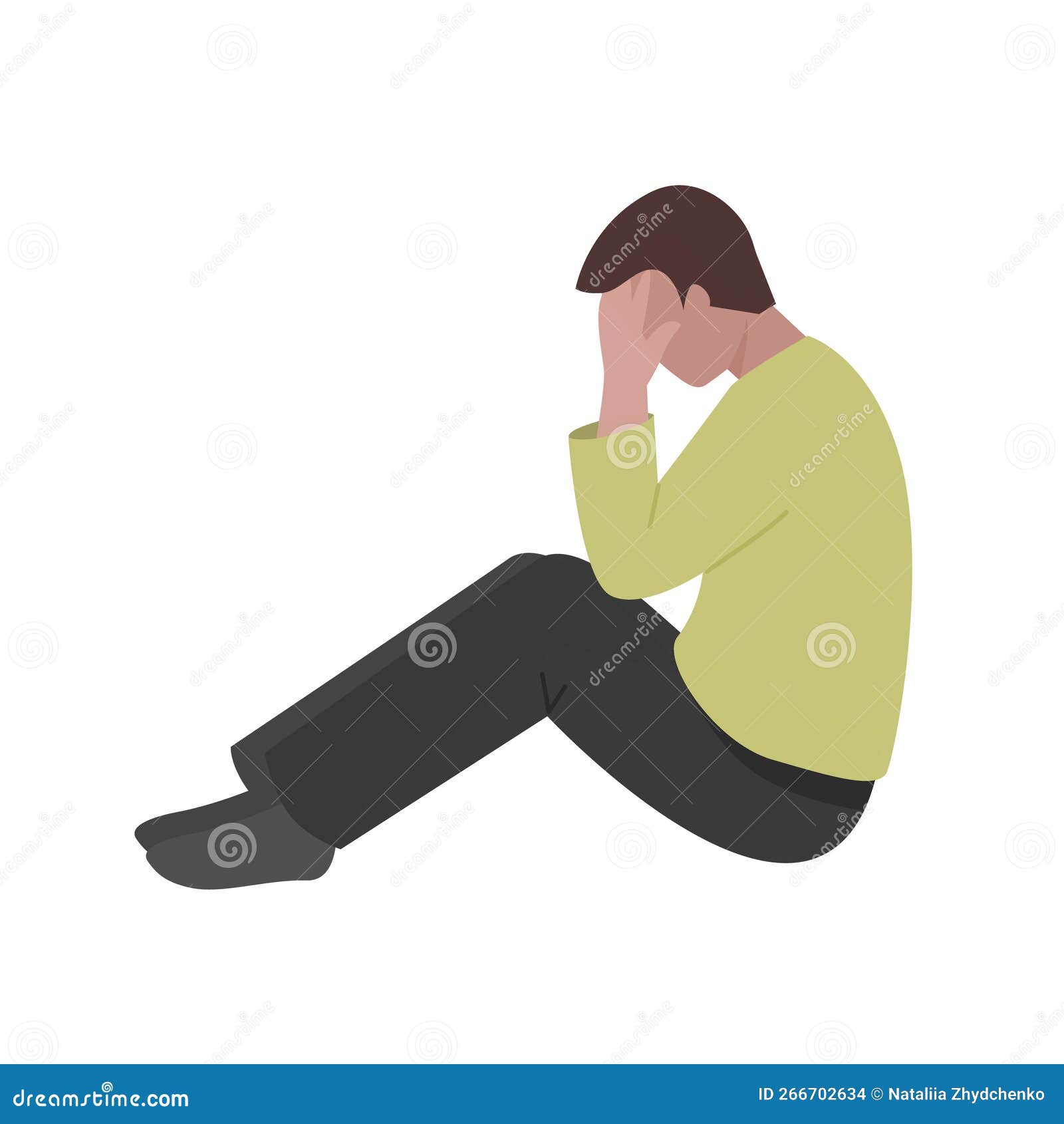 Sad Man is Sitting on the Floor Stock Vector - Illustration of floor ...
