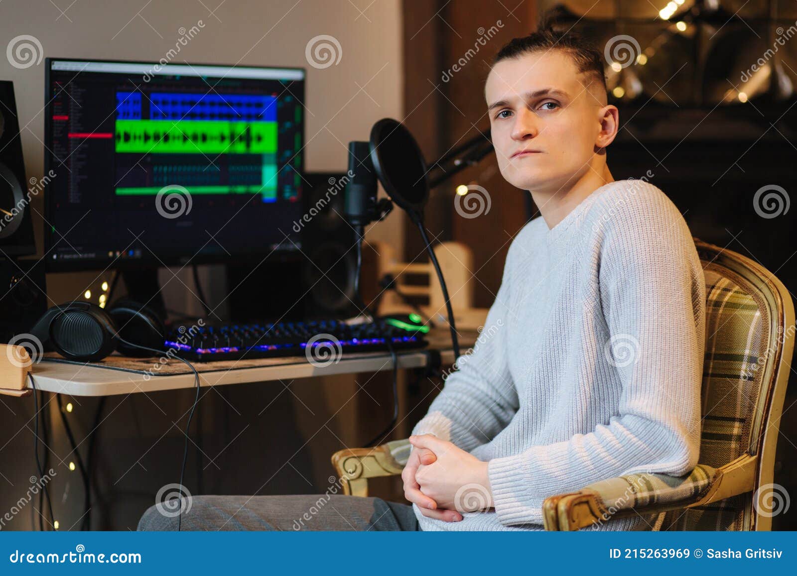 Sad Man Sitting in Front of Computer after Unsuccessful and Measuring ...