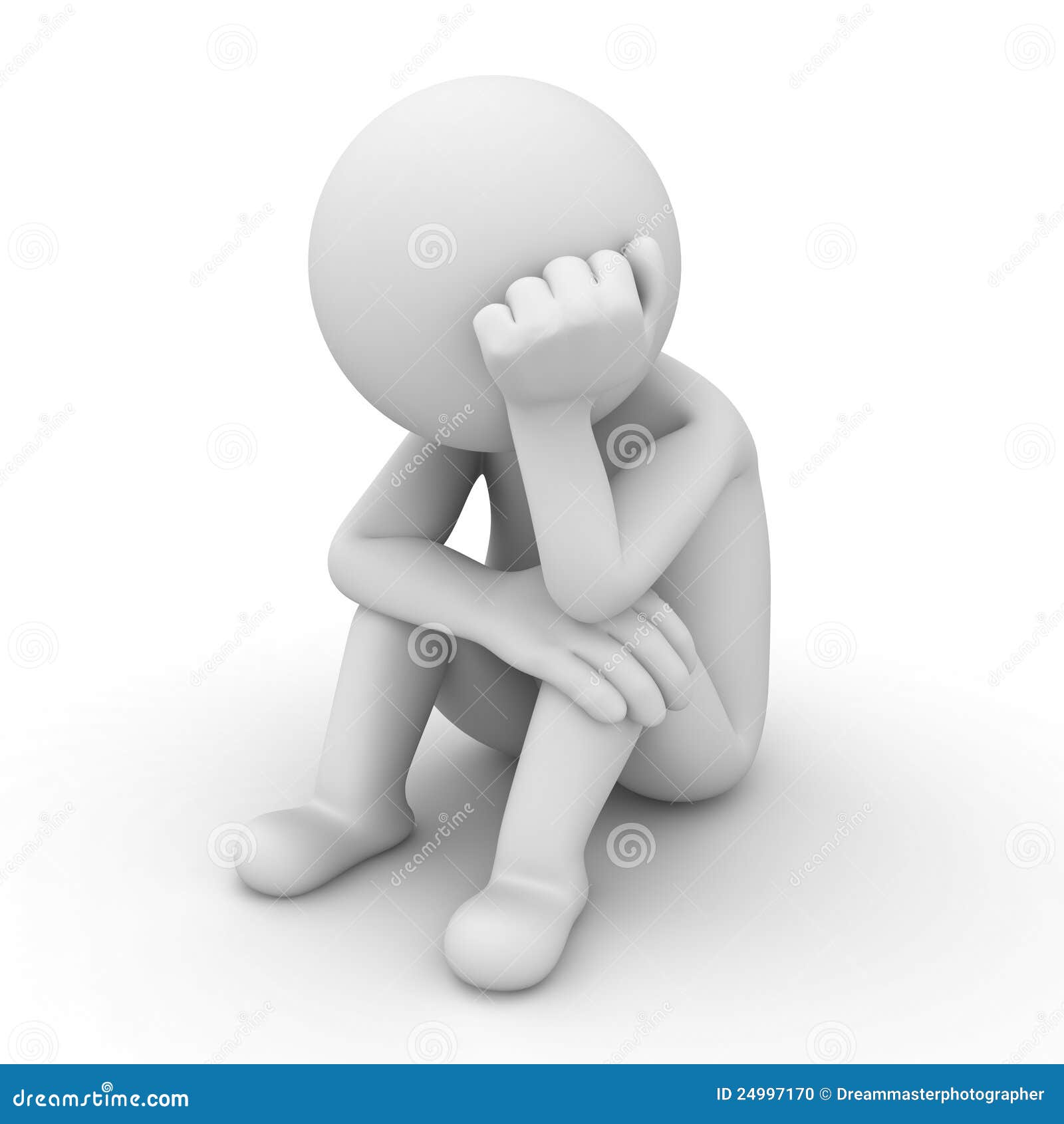 Sad man sitting on white stock illustration. Illustration of ashamed ...