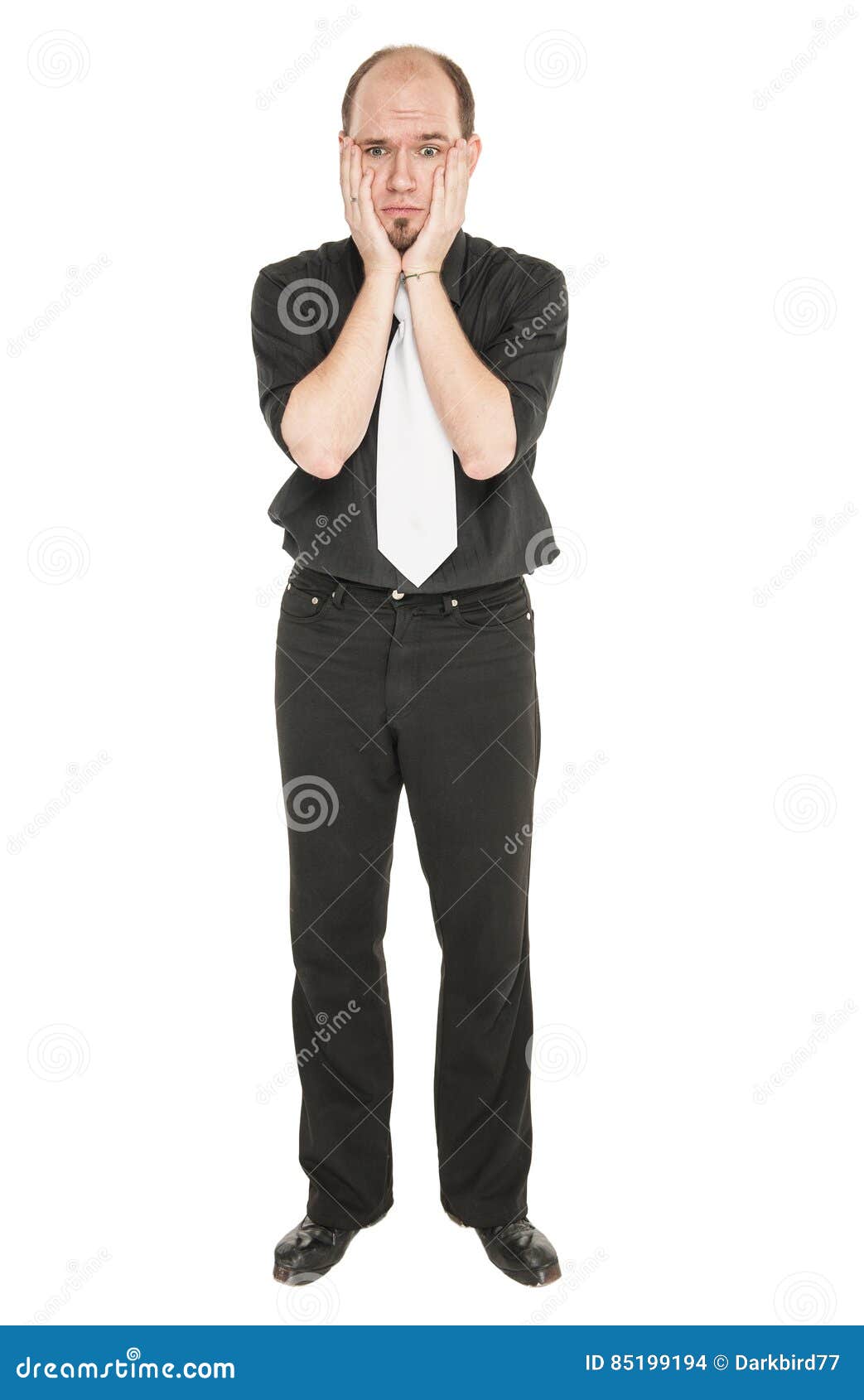 Sad Man Standing Isolated on White Stock Photo - Image of fashion ...