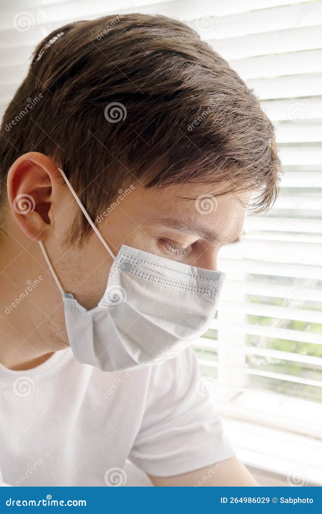 Sad Man in the Surgical Mask Stock Image - Image of influenza, lonesome ...