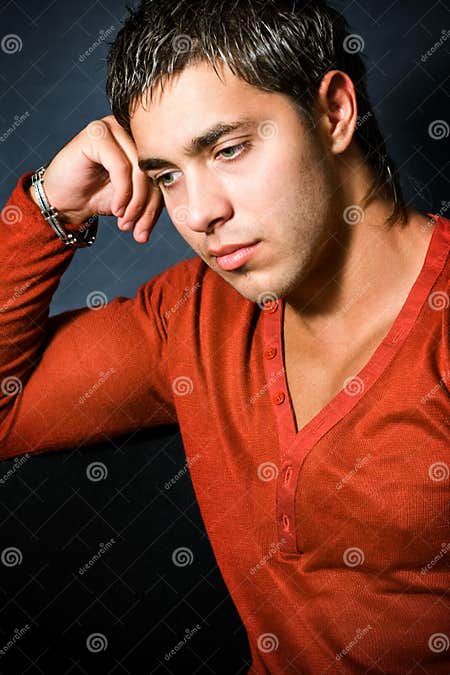 Sad man thinking stock image. Image of head, sorrow, daydreaming - 7981495