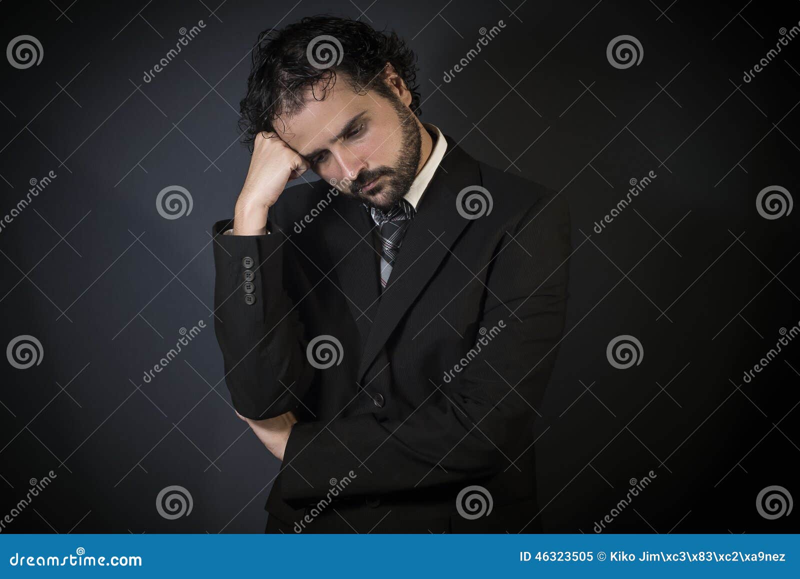Sad man thinking stock image. Image of jacket, looking - 46323505