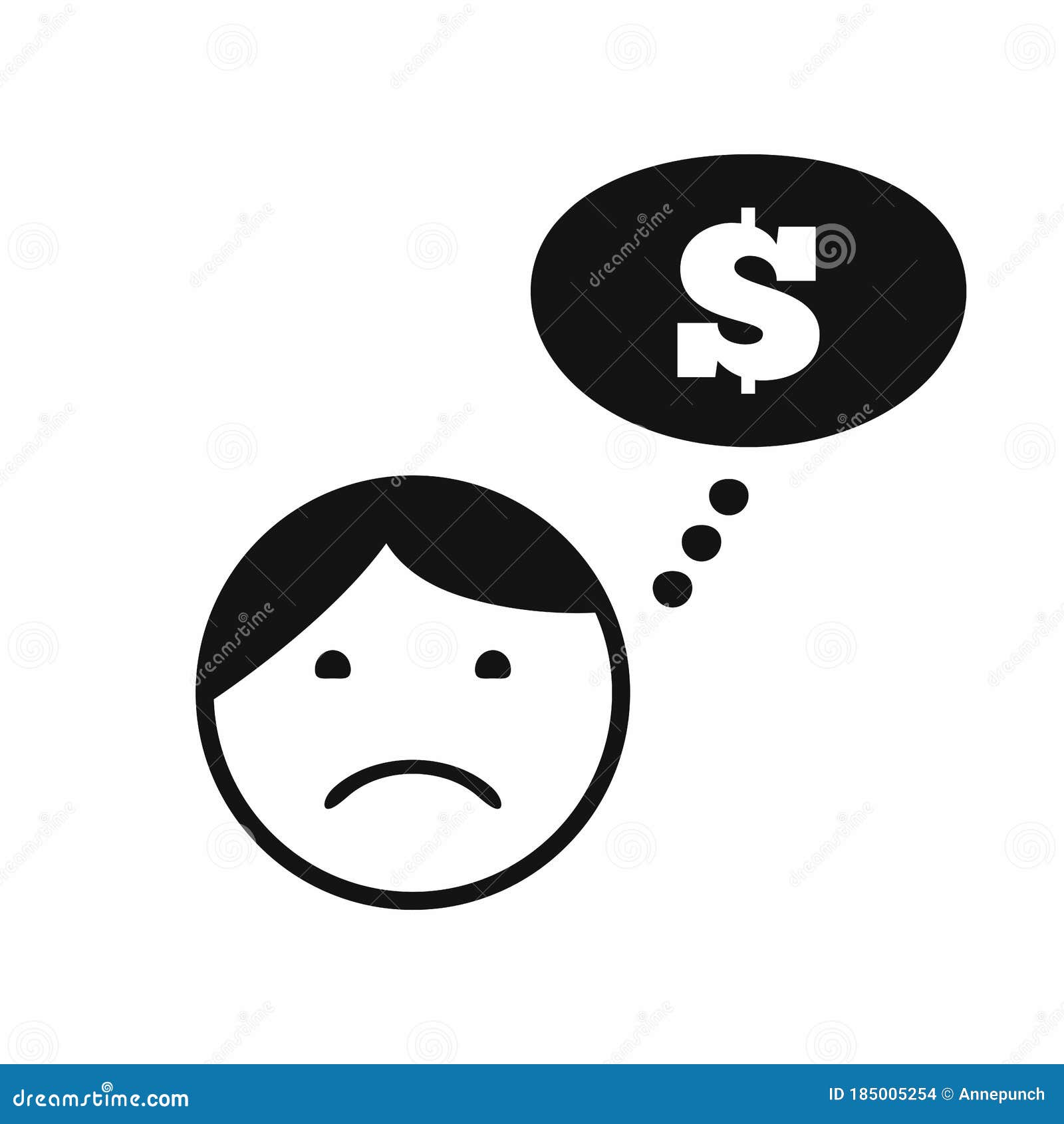 Sad Man Thinks about Money. Stock Vector - Illustration of worry ...