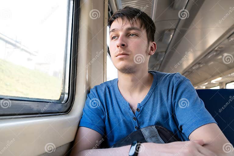 Sad Man in the Train stock image. Image of upset, lonely - 284815163
