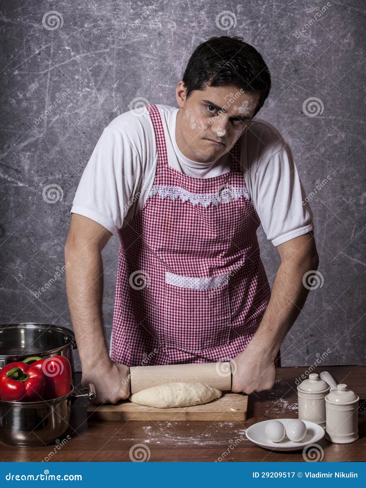 Sad man try to cooking stock image. Image of holder, meal - 29209517