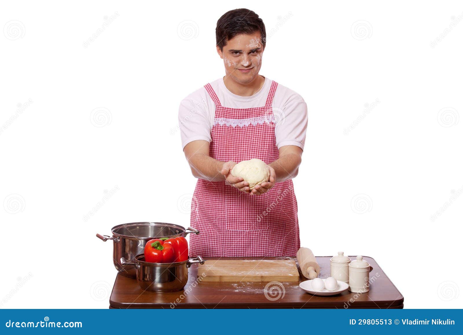 Sad man try to cooking. stock image. Image of housework - 29805513