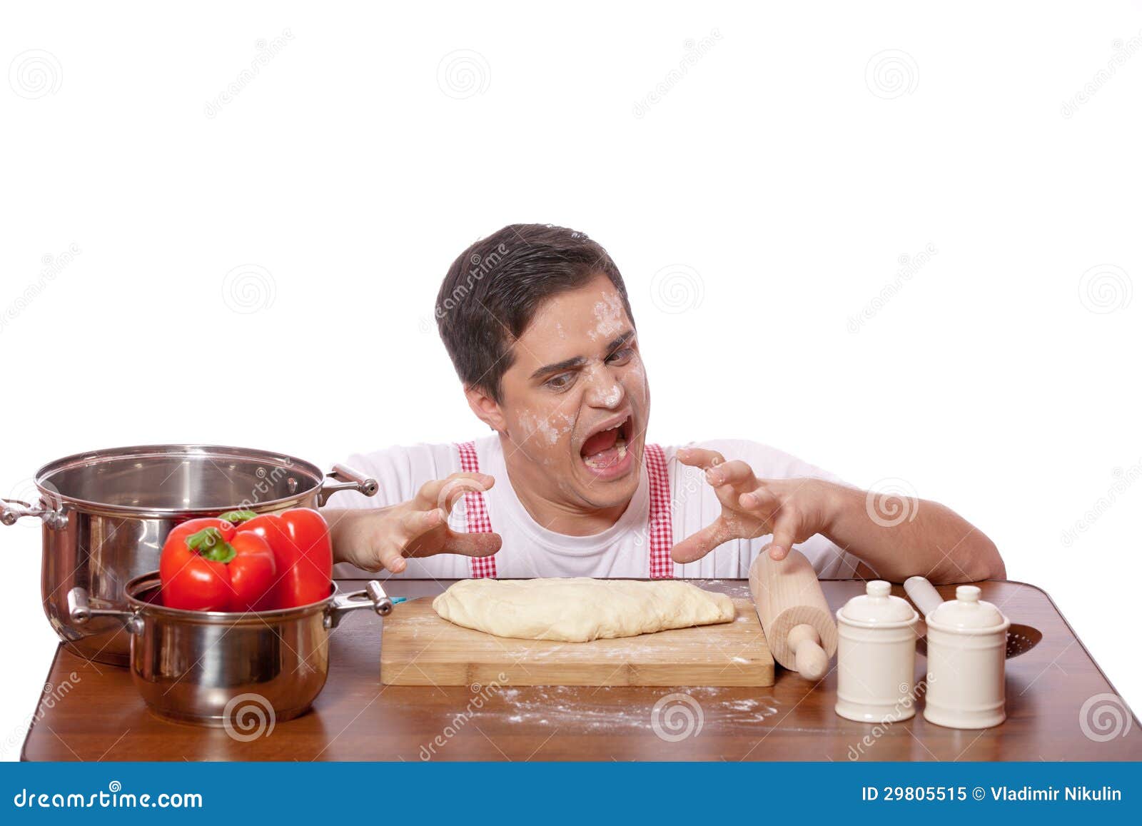 Sad man try to cooking. stock image. Image of apron, angry - 29805515