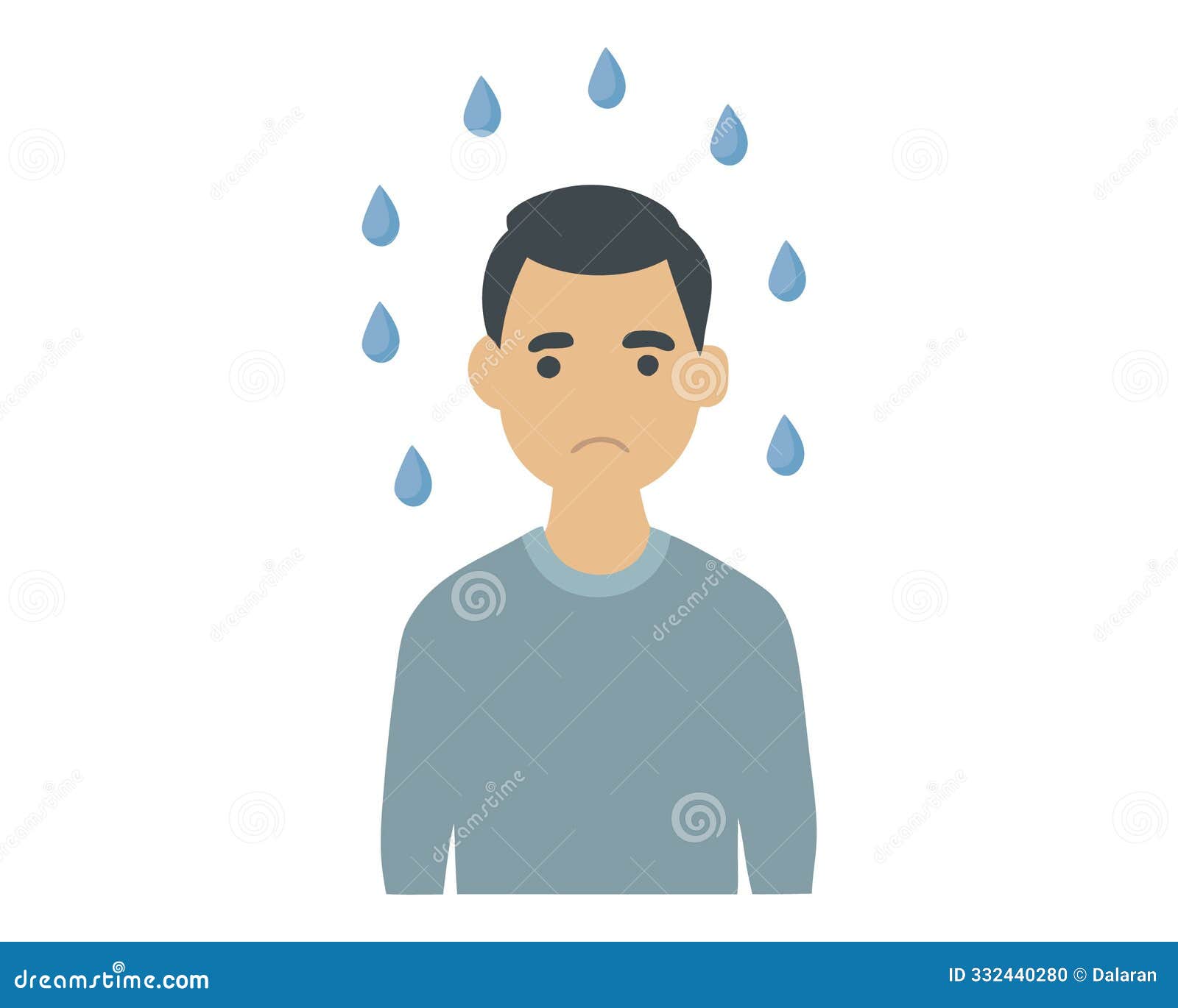 Sad Man Under the Rain. Depression Feeling Stock Illustration ...