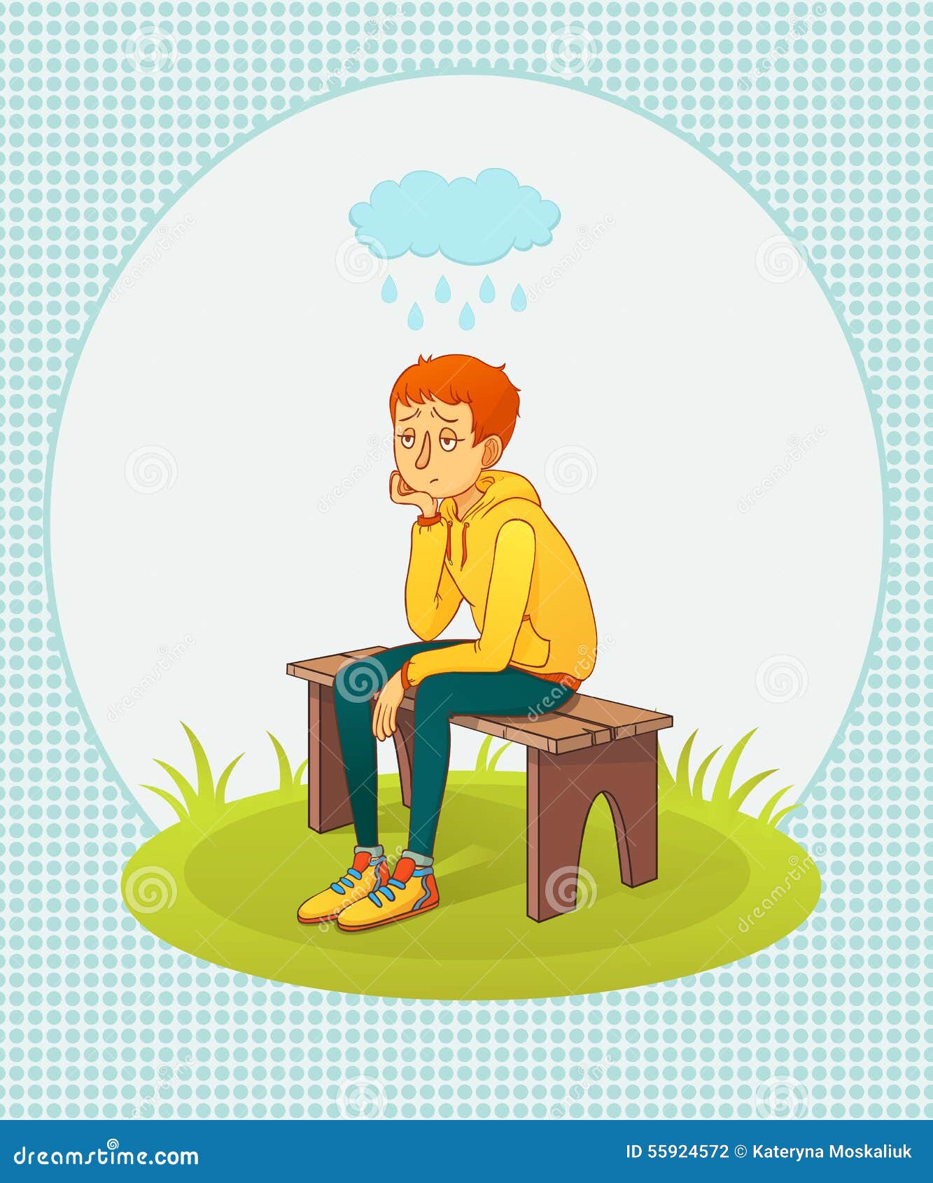 Sad man stock vector. Illustration of caucasian, cloud - 55924572