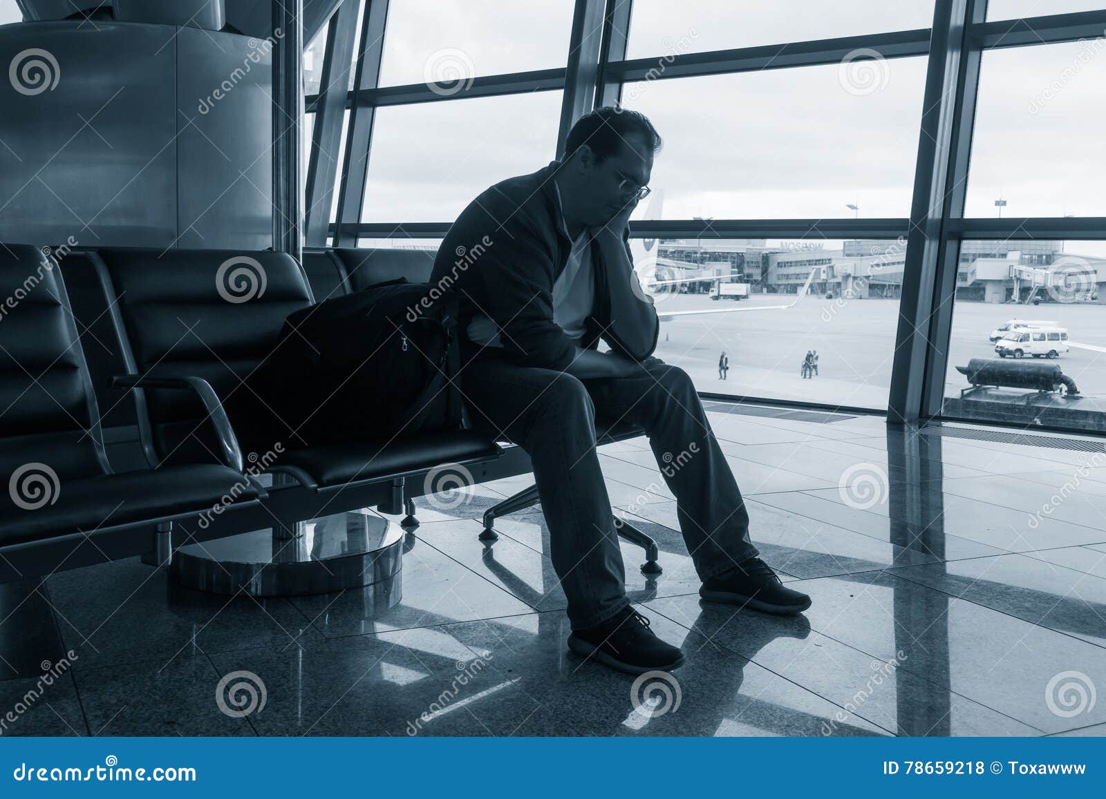 Sad Man Waiting for Delayed Flight Stock Photo - Image of caucasian ...
