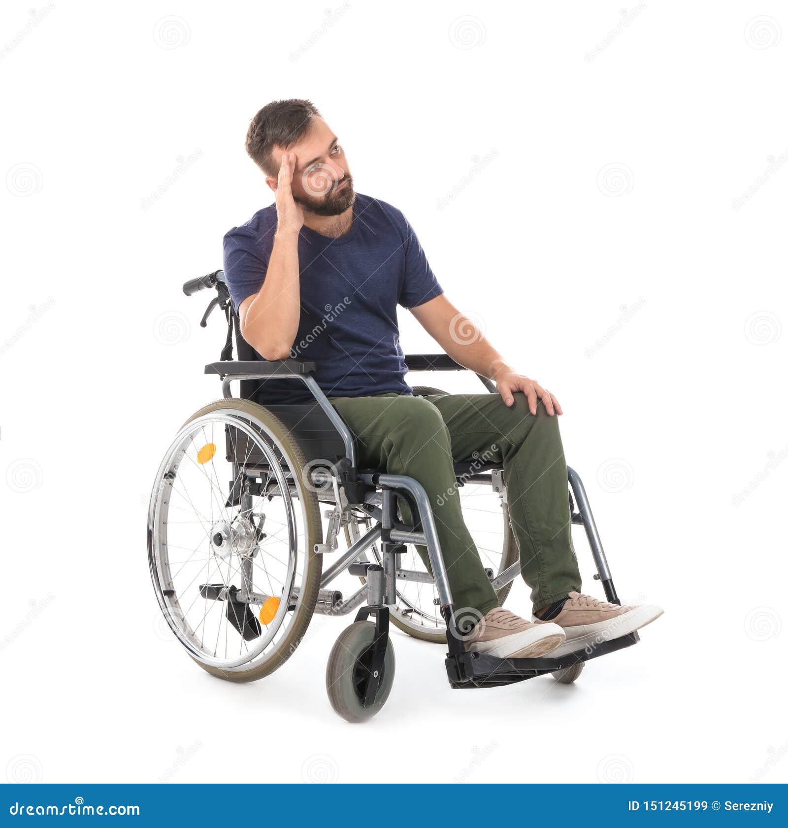 Sad Man In Wheelchair On White Background Stock Image - Image of injury ...