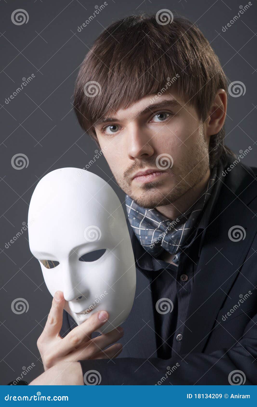 Sad man with white mask stock image. Image of lifestyle - 18134209