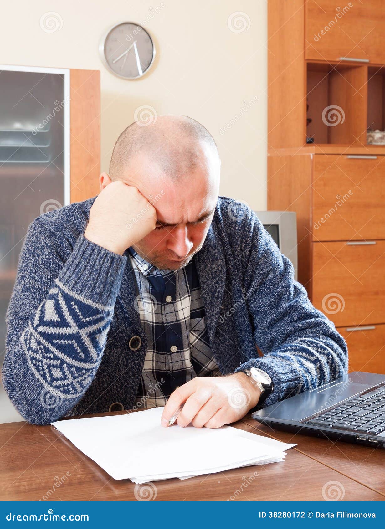 Sad man at work stock photo. Image of interior, table - 38280172
