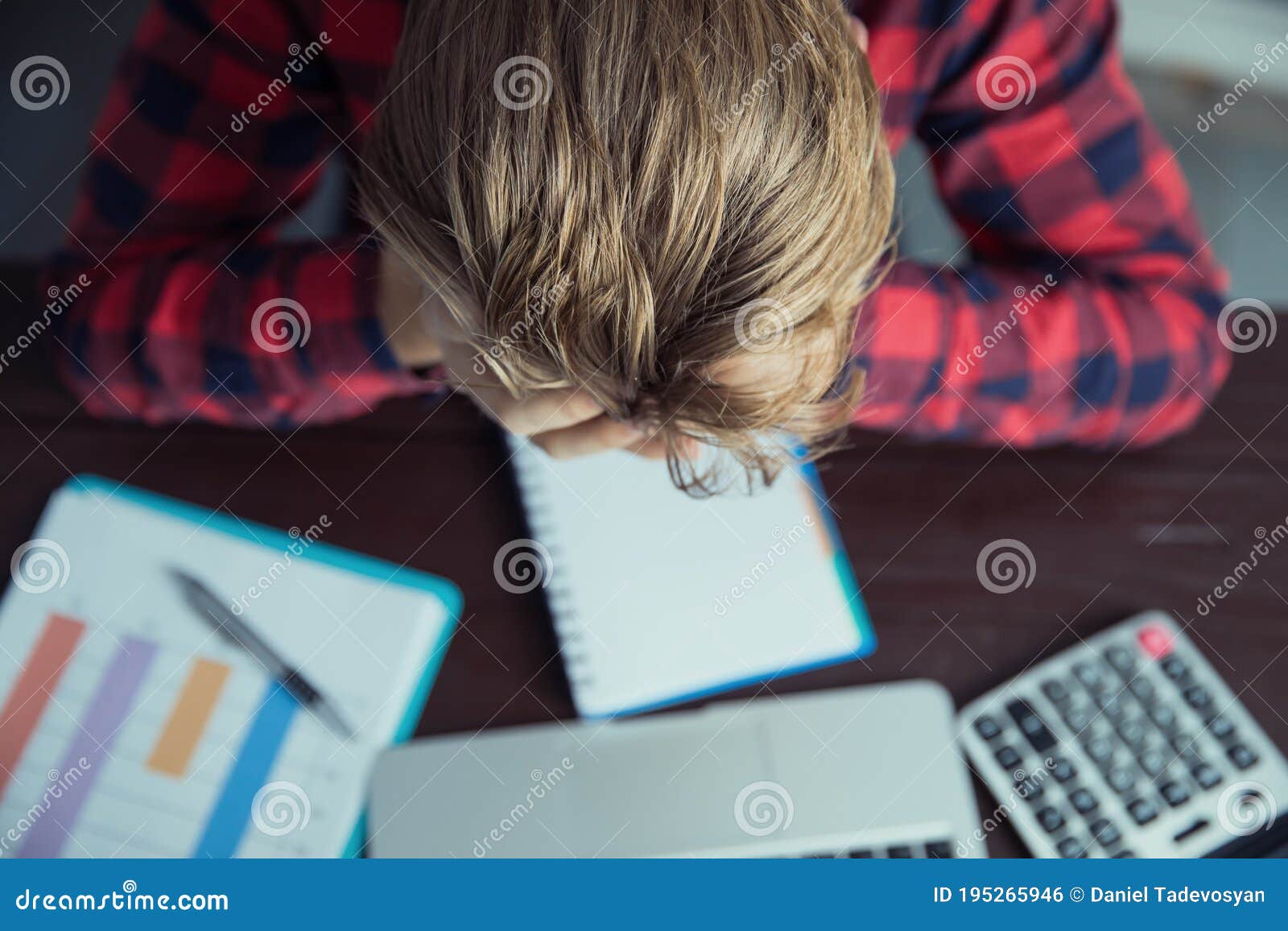 Sad man working stock photo. Image of wooden, person - 195265946