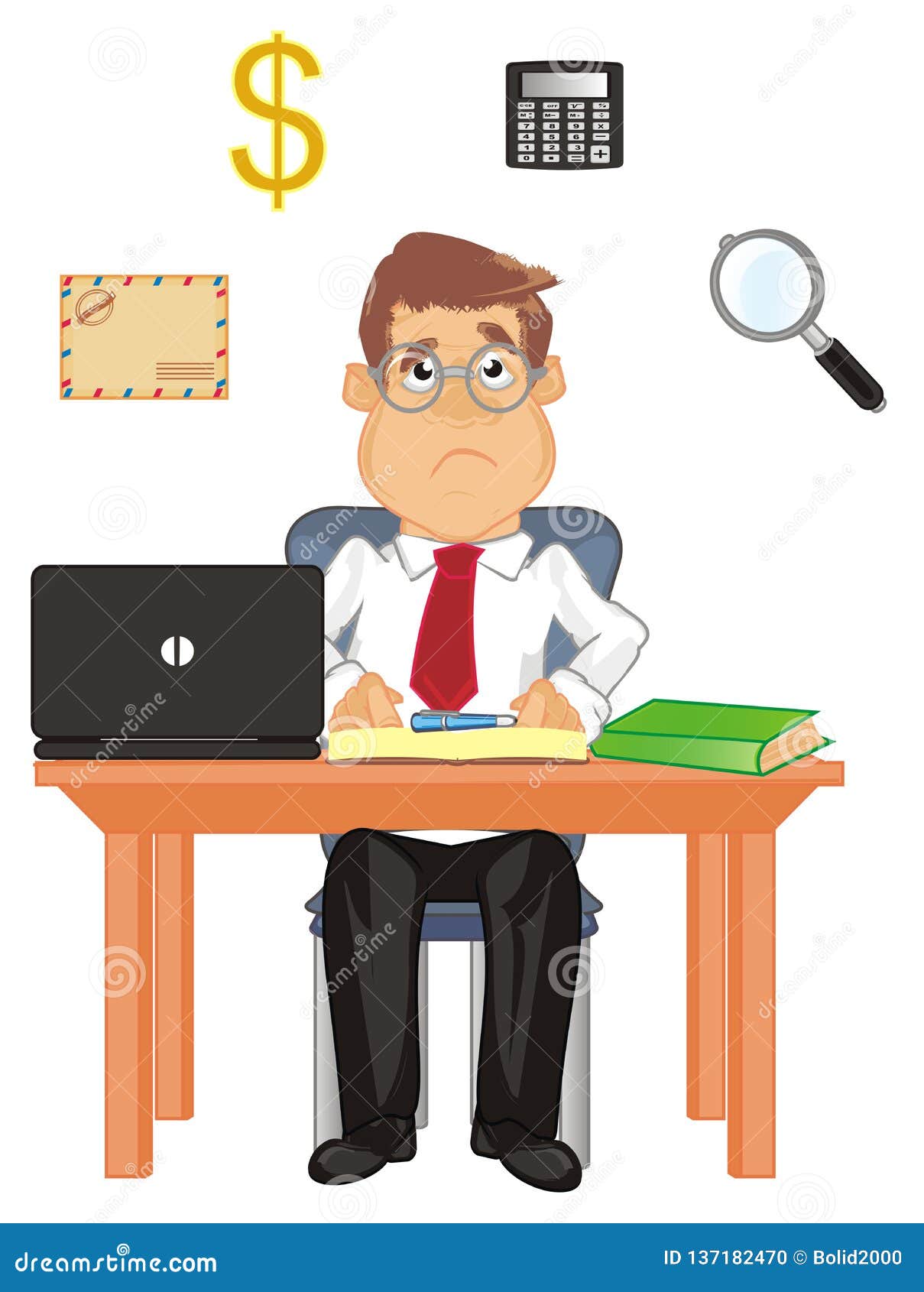 Sad manager with tools stock illustration. Illustration of plankton ...
