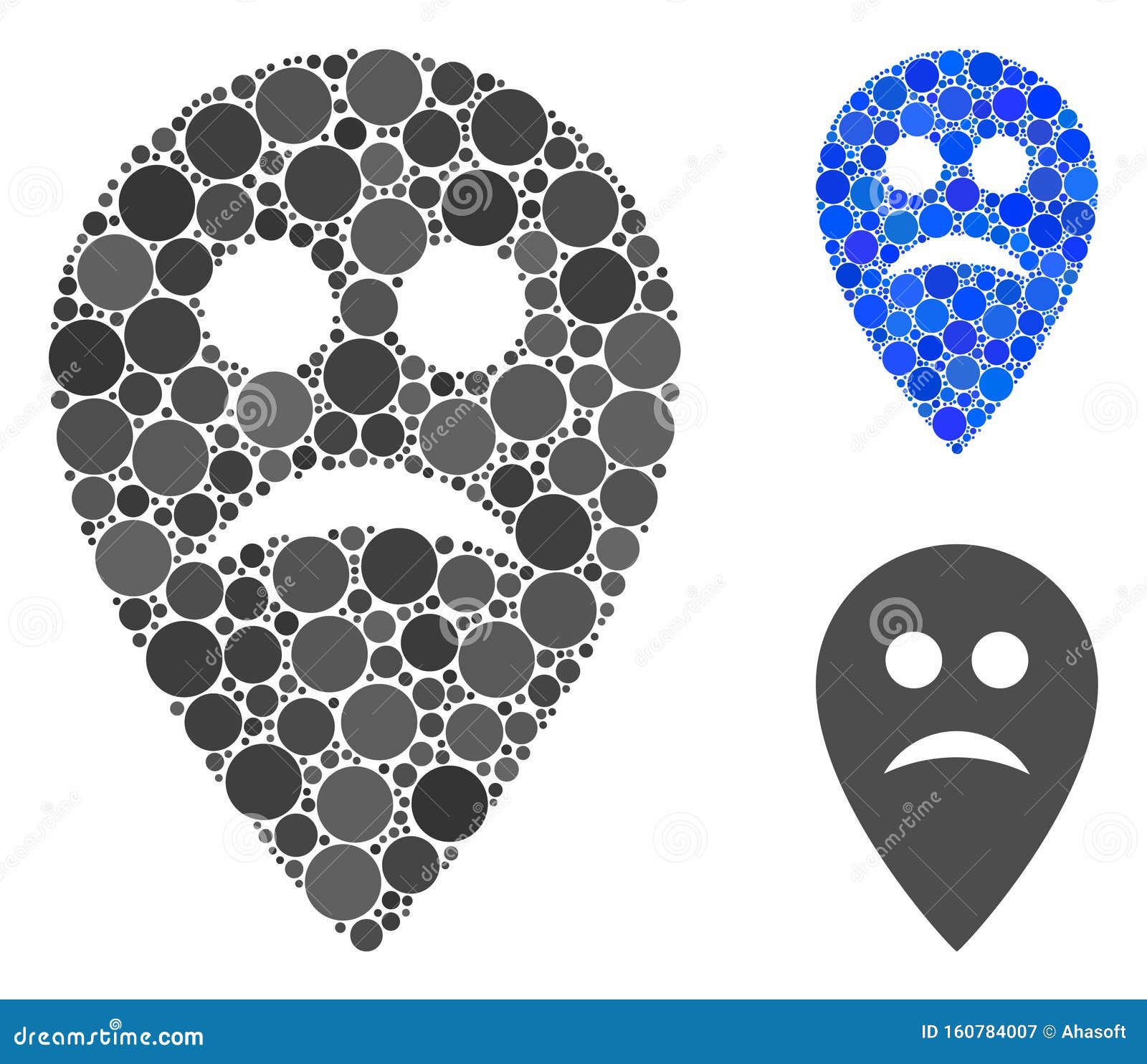 Sad Map Marker Mosaic Icon of Circle Dots Stock Vector - Illustration ...