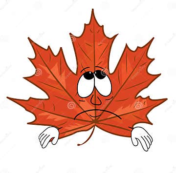 Sad mapple leaf cartoon stock illustration. Illustration of orange ...