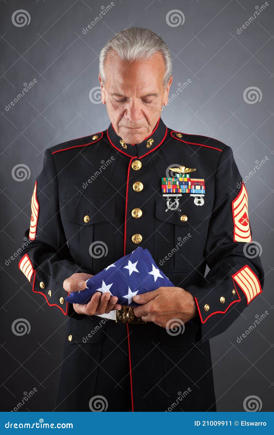 Sad Marine Holding a Flag stock image. Image of brave - 21009911