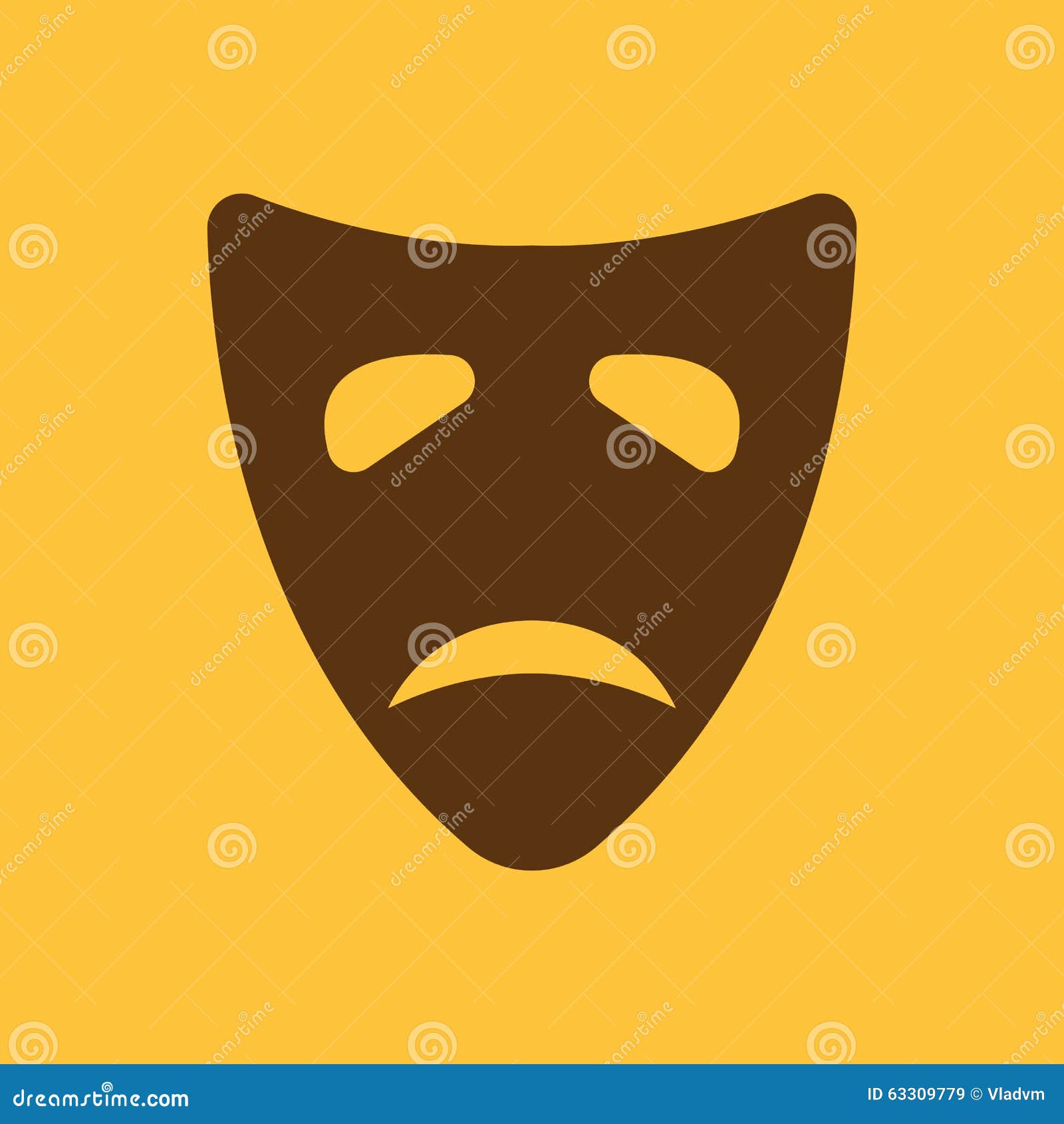 The Sad Mask Icon. Tragedy and Theater Symbol Stock Illustration ...