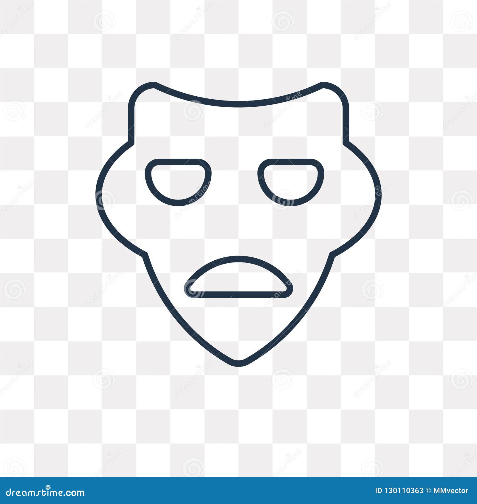 Sad Mask Vector Icon Isolated on Transparent Background, Linear Stock ...