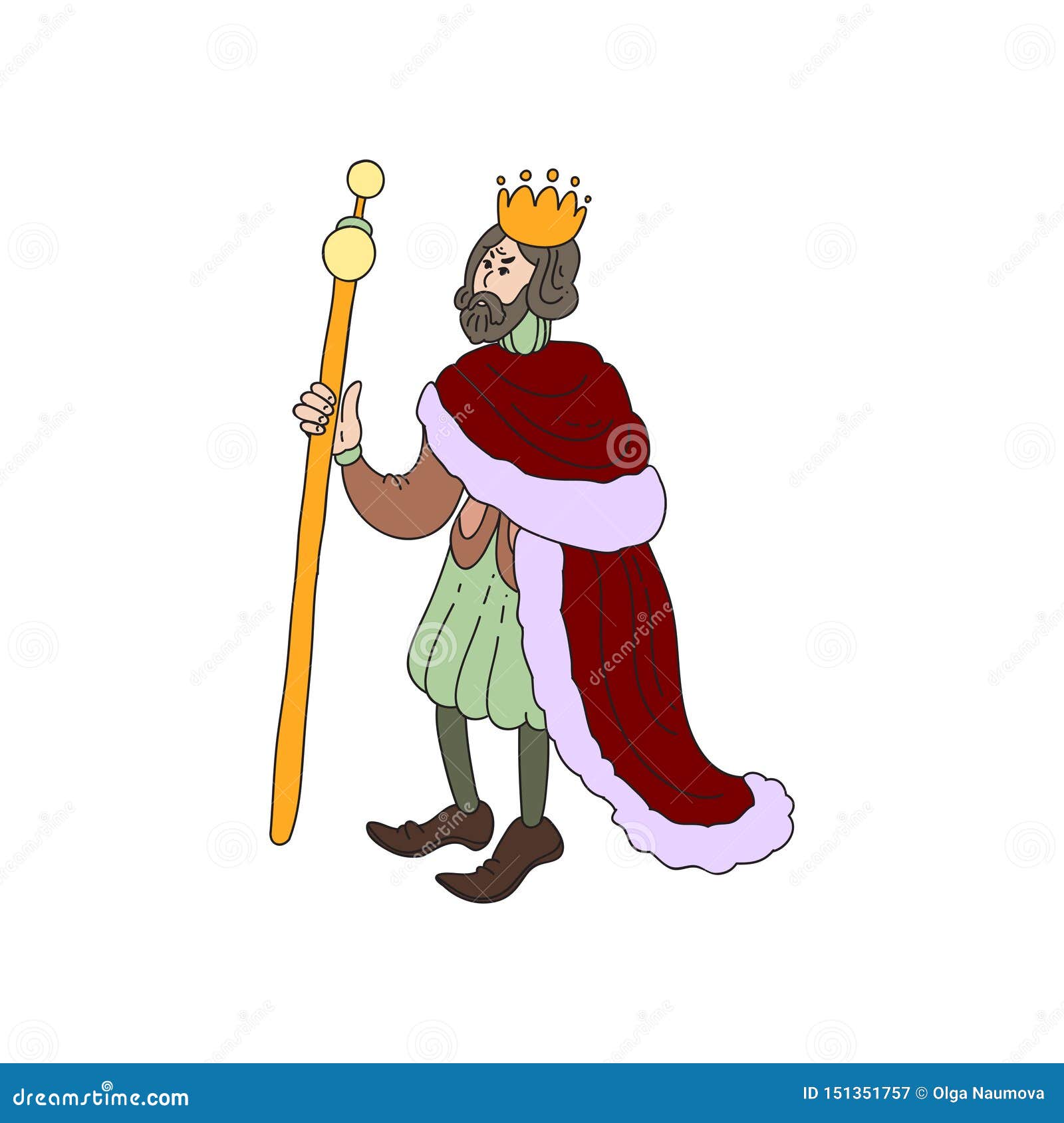 Sad Medieval King with Gold Crown and Red Clothes Stock Vector ... Sad Medieval King with Gold Crown and Red Clothes Stock Vector ...